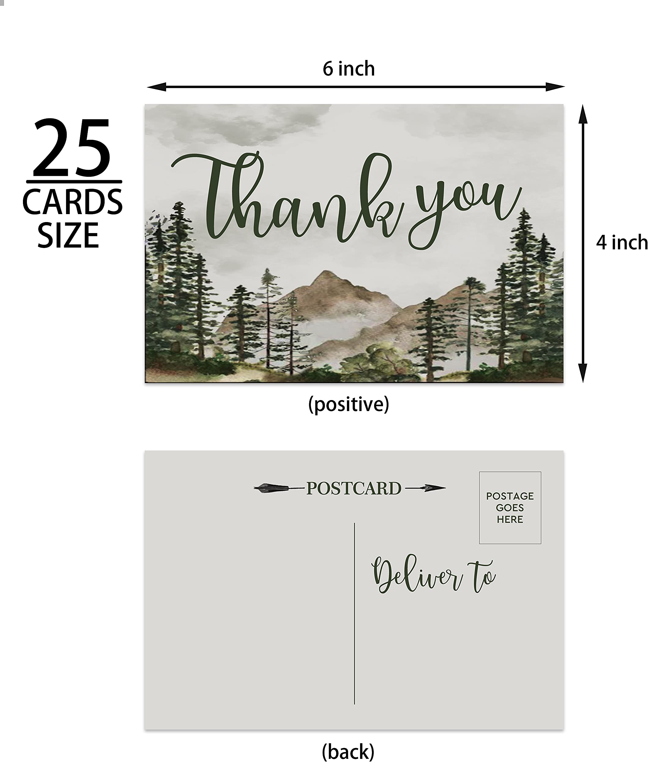 Yuansail Baby Shower Thank You Postcards, Forest Appreciation Post Cards, 25 cards – (bb003-ganxie)