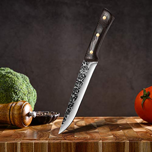 VICUNA Fillet Knife Pointed Boning Knife with Leather Sheath (Straight Boning Knife 7 inch)β