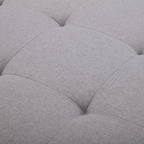 Amazon Brand β Stone & Beam Tufted Square Lift-Top Storage Ottoman, 35.8''W, Light Grey