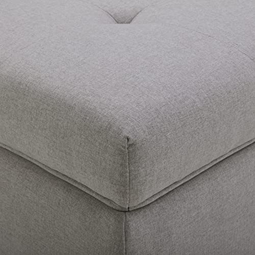 Amazon Brand β Stone & Beam Tufted Square Lift-Top Storage Ottoman, 35.8''W, Light Grey