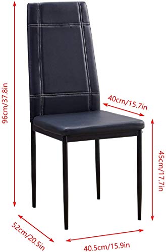 nozama Black PU Leather Dining Chairs 2 Pcs Modern High Back Chairs Set of 2 Kitchen Chairs Upholstered Dining Chairs for Kitchen Living Room with Padded Seat Foot Cap Protection (2, Black)