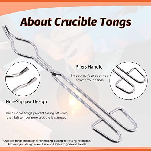 Tanstic 4Pcs Crucible Tongs with General Gloves Set, 10'' 14'' 16'' Stainless Steel Professional Grade Crucible Tongs Kit for Industry Laboratory