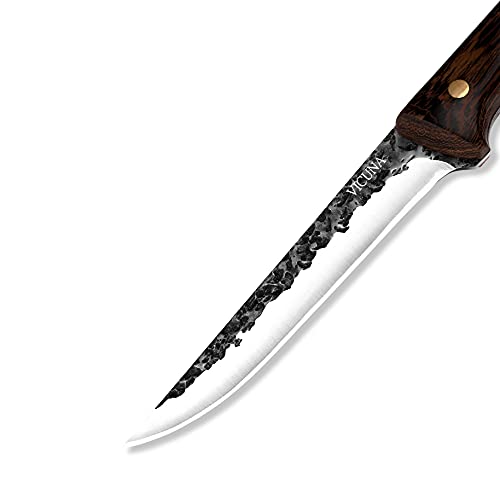 VICUNA Fillet Knife Pointed Boning Knife with Leather Sheath (Straight Boning Knife 7 inch)β