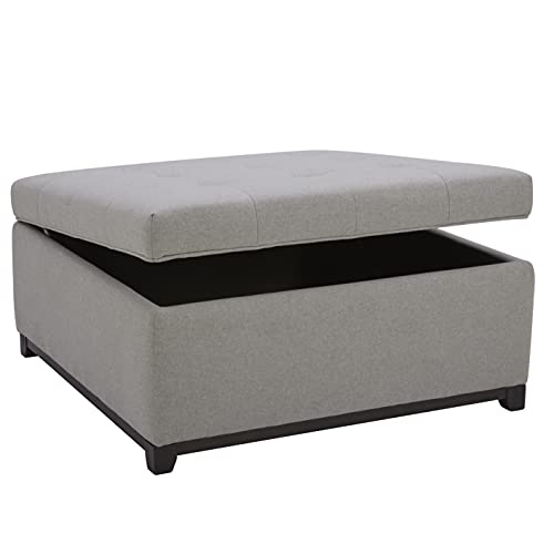 Amazon Brand β Stone & Beam Tufted Square Lift-Top Storage Ottoman, 35.8''W, Light Grey