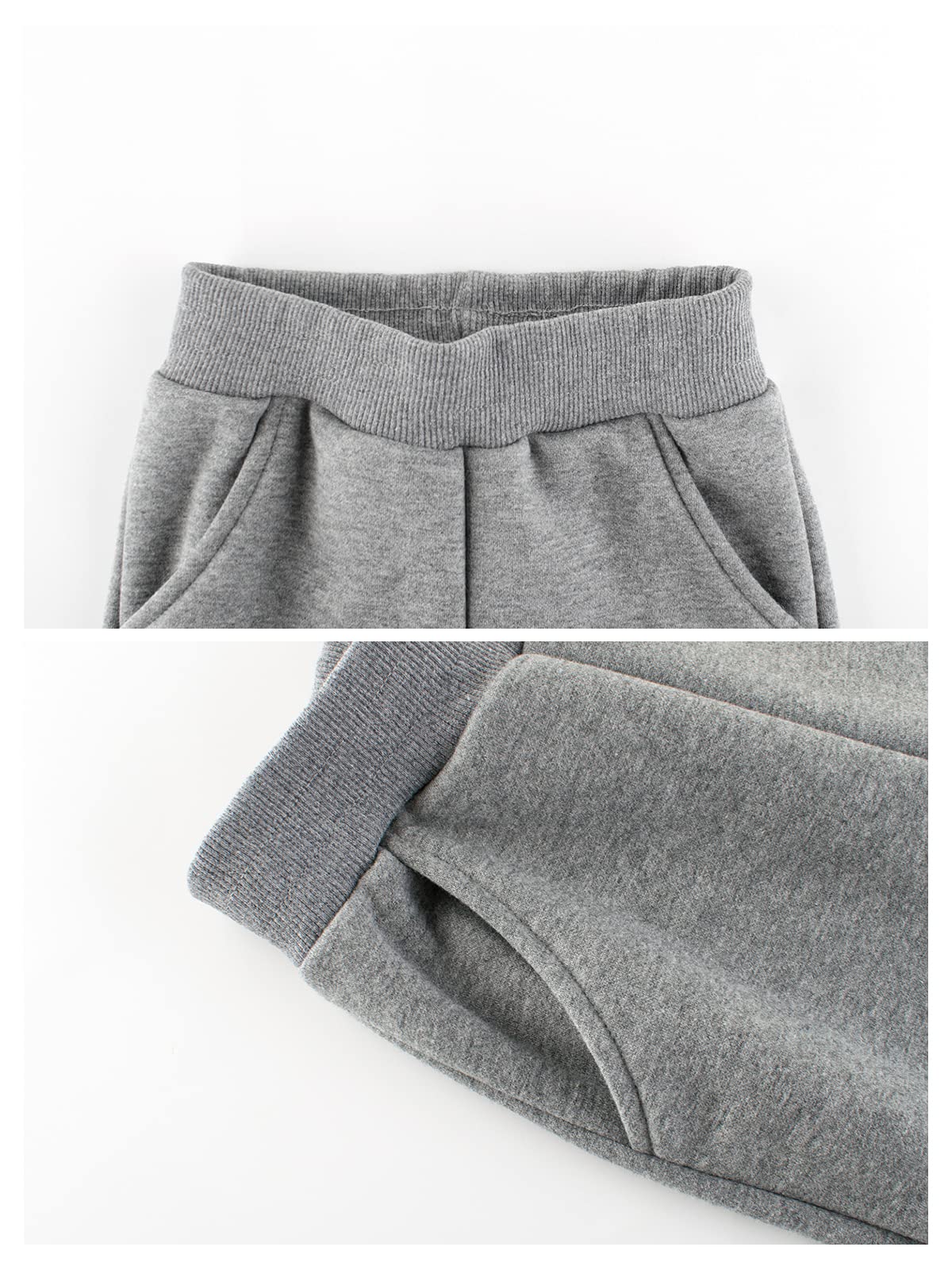 GFQLONG Toddler Boys 2 Pack Fleece Excavator Jogger Sweatpants,Baby Cartoon Winter Warm Pocket Lounging Bottoms,Black+Grey 2-3T