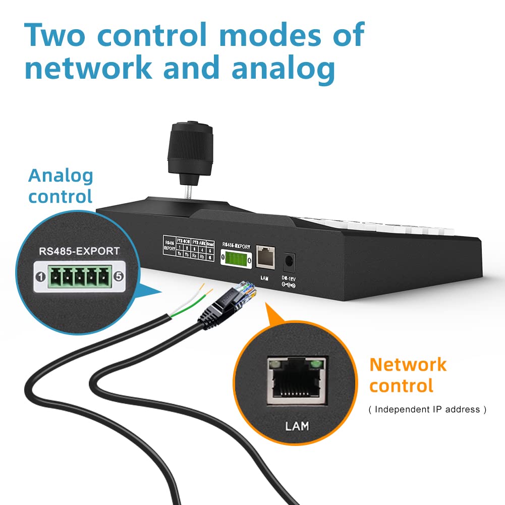 Hsility PTZ Controller Camera Controller Keyboard 4D IP Analog Joystick with RJ45 RS485 for PTZ Camera Video Conference Camera Broadcast Live Stream Cameras