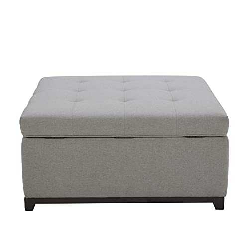 Amazon Brand β Stone & Beam Tufted Square Lift-Top Storage Ottoman, 35.8''W, Light Grey