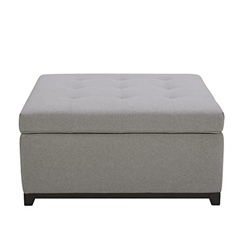 Amazon Brand β Stone & Beam Tufted Square Lift-Top Storage Ottoman, 35.8''W, Light Grey