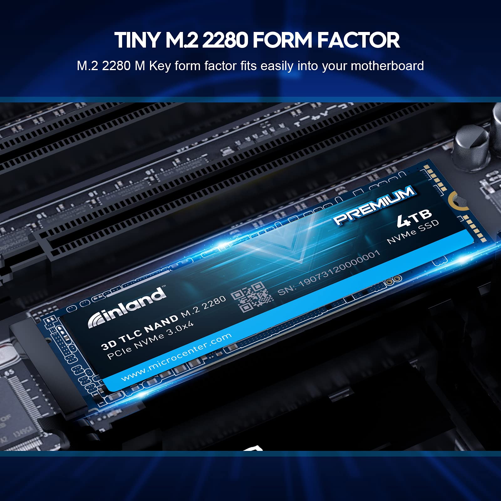 INLAND Premium 4TB NVME PCIe 3.0 x4 M.2 2280 TLC 3D NAND SSD Internal Solid State Drive, Read/Write Speed up to 3400MB/s and 3000MB/s, 6000 TBW