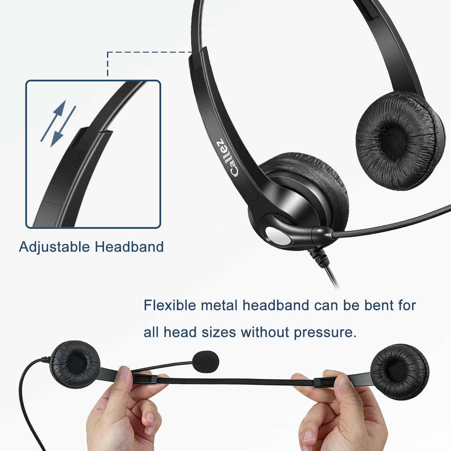 Callez Phone Headset with Noise Cancelling Microphone and Volume Control, Office 2.5mm Telephone Headsets Compatible with Panasonic AT&T ML17929 Vtech Uniden Cisco Grandstream Cordless Phones