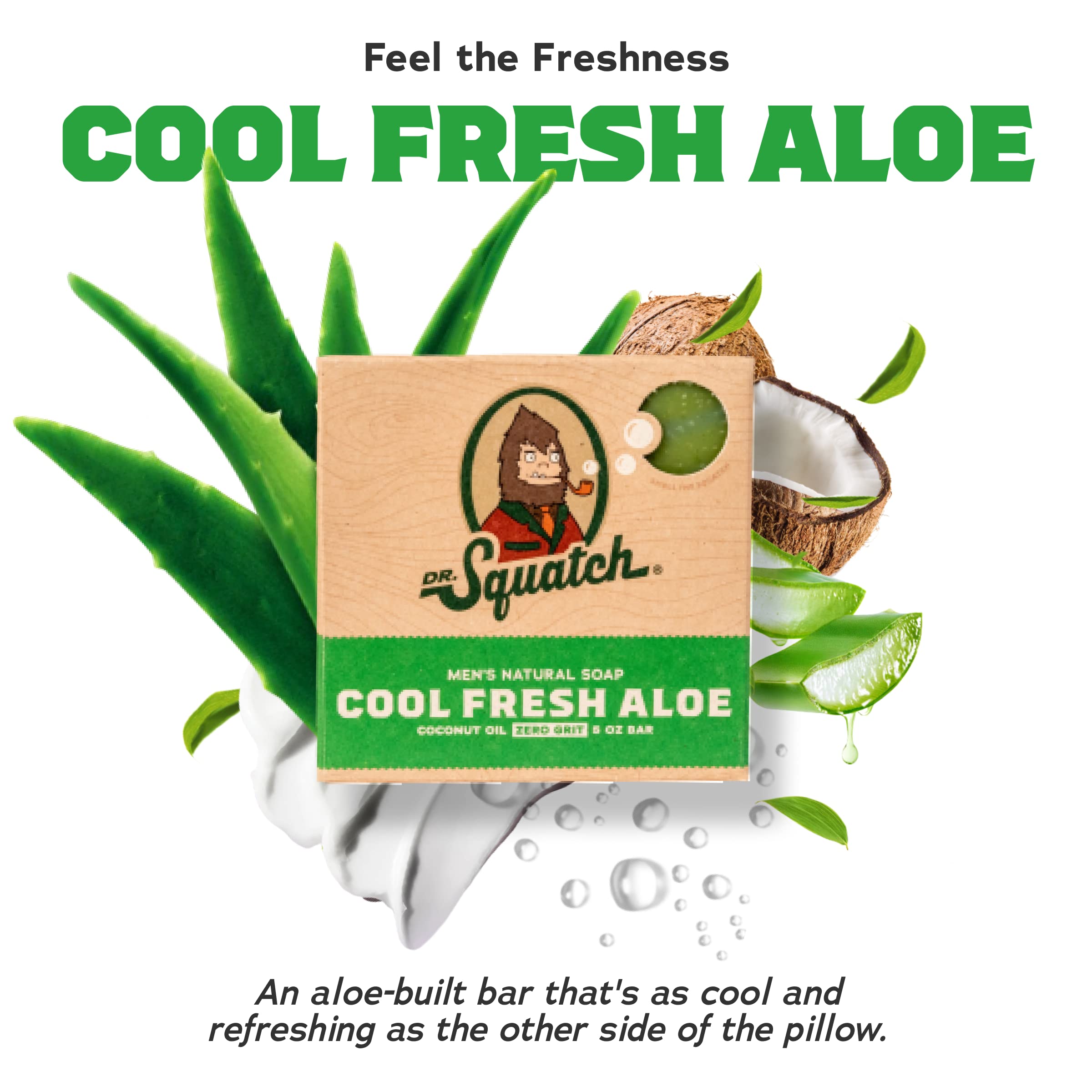 Dr. Squatch Basic Squatch Fresh Pack - Eucalyptus Greek Yogurt and Cool Fresh Aloe - Handmade Bar Soap With Organic Oils, Soap Gripper and Saver