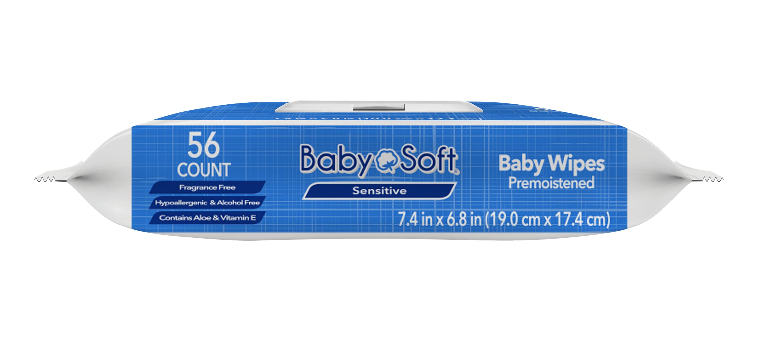 Baby Wipes, Baby Soft Sensitive 8 Flip top packs (448 Wipes Total)