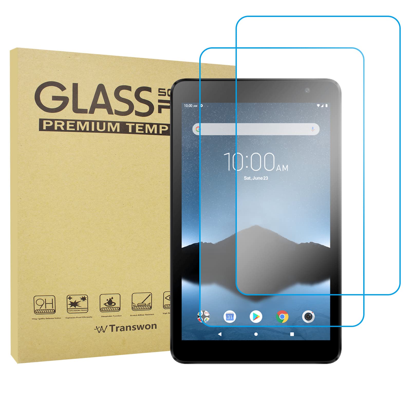 Transwon 2-Pack Tempered Glass Screen Protector for SKY Devices Elite Octa Tablet, SKY Devices Elite Octa Tablet Screen Protector/SKY Devices Elite Octa Tablet 8 Inch Screen Protector