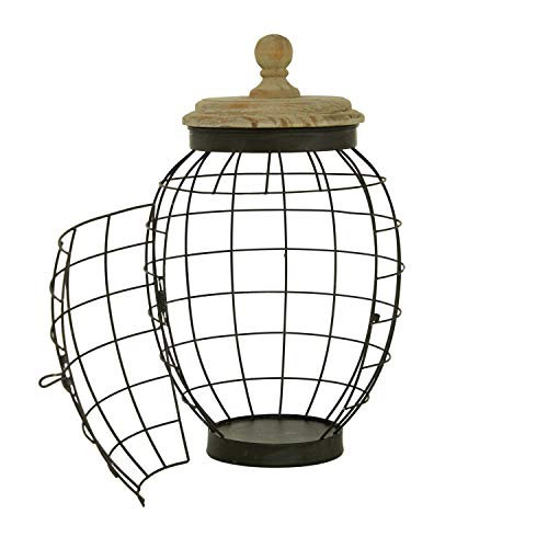Deco 79 Metal Amphora Decorative Jars, Set of 2 12", 15"H, Black