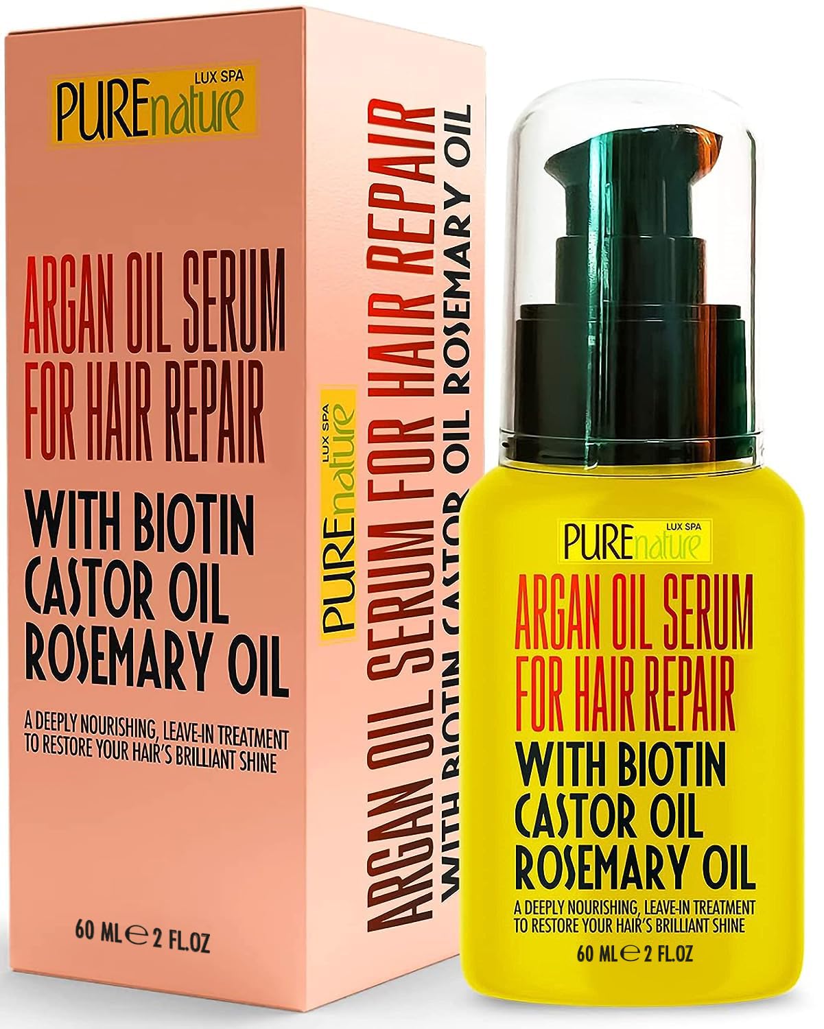 Moroccan Argan Oil Hair Serum - Rescue Frizzy and Damaged Locks - With Heat Protectant and Straightening Properties - Hydrating Anti Frizz Products For Curly and Straight Hair with Split Ends