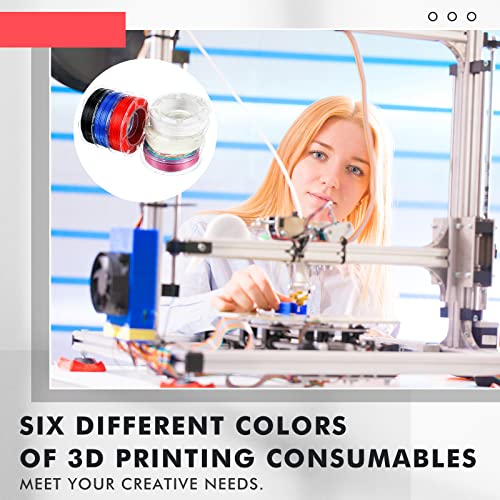 6 Colors PLA 3D Printer Filament Bundle 1.75mm PLA Printing Material Each Roll 200g Vacuum Packaging Printing Filament Dryer Black Red Blue White Rainbow Fluorescent Green Filament Supplies