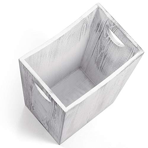 LIANTRAL Wood Trash Can, Office Trash Can, Rustic Farmhouse Style Wastebasket Bin for Bathroom, Office, Bedroom, Living Room, Bathroom Trash Can, Trash Can Bedroom, Rustic Gray
