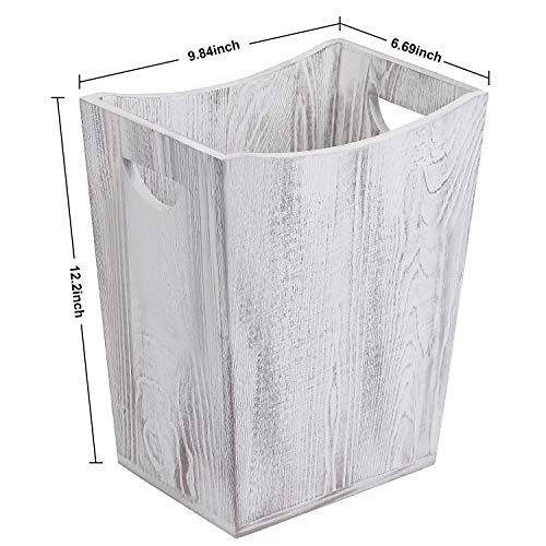 LIANTRAL Wood Trash Can, Office Trash Can, Rustic Farmhouse Style Wastebasket Bin for Bathroom, Office, Bedroom, Living Room, Bathroom Trash Can, Trash Can Bedroom, Rustic Gray