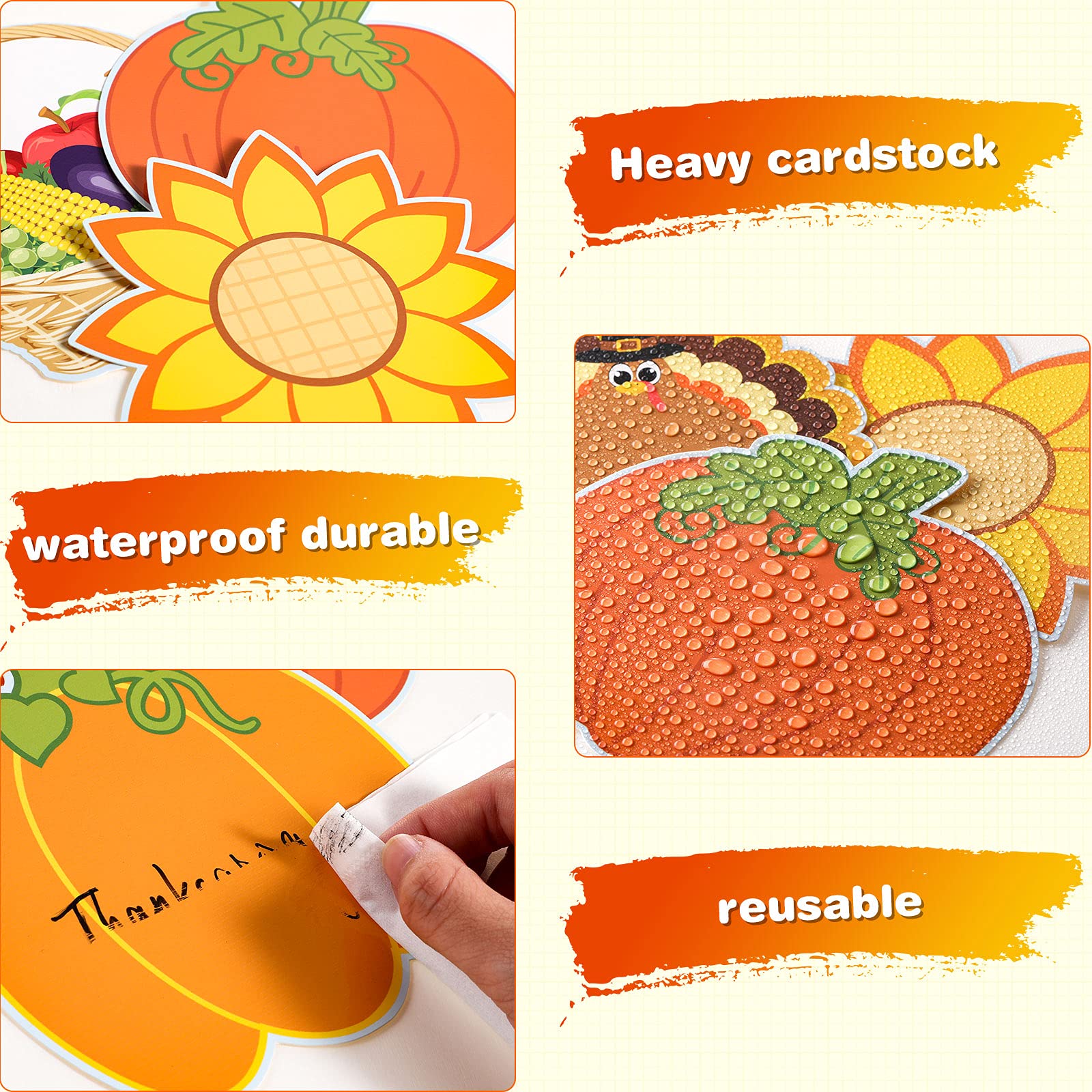 45 Pieces Fall Bulletin Board Decorations Turkey Pumpkin Maple Leaves Sunflower Cutouts Thanksgiving Happy Fall Cutouts for Classroom Bulletin Border Decoration