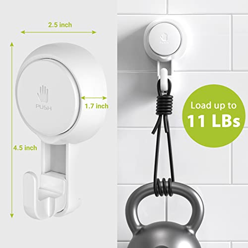 Elegear Suction Cup Hooks for Shower, Heavy Duty Shower Suction Hooks (4-Pack) Waterproof Shower Hooks for Loofah, Robe, Towel Reusable Vacuum Suction Hooks for Bathroom Kitchen