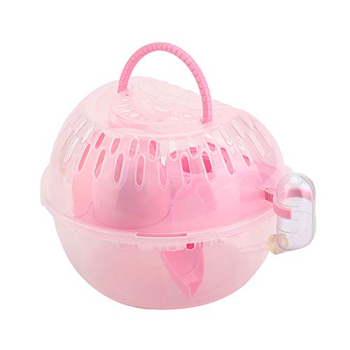 CUYT Breathable Cage Hamster Toy,Mouse Cage,with 11cm Exercise Wheel Multi-Functional Small Hamster Cage,for Travel for Picnic Indoor outdoor(Pink)