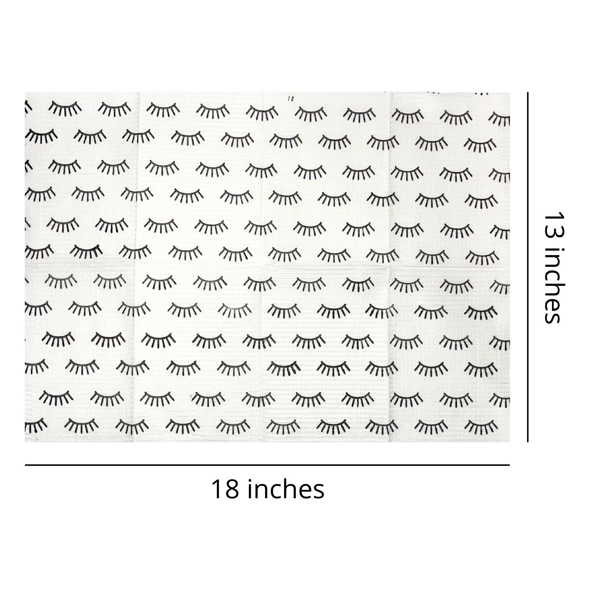 Disposable Lashing Dental Bib | 125 Pack | Size 13x18" inches | Eyelash Extension Supplies | White Bib with Simple Lash Print Design