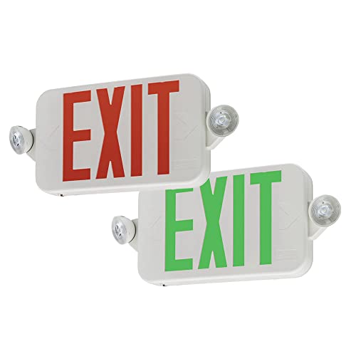 Lithonia Lighting RD M6 ECRG LED Emergency Light/Exit Combo Red/Green switchable, Round Lamp Heads, White