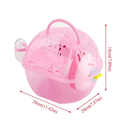 CUYT Breathable Cage Hamster Toy,Mouse Cage,with 11cm Exercise Wheel Multi-Functional Small Hamster Cage,for Travel for Picnic Indoor outdoor(Pink)