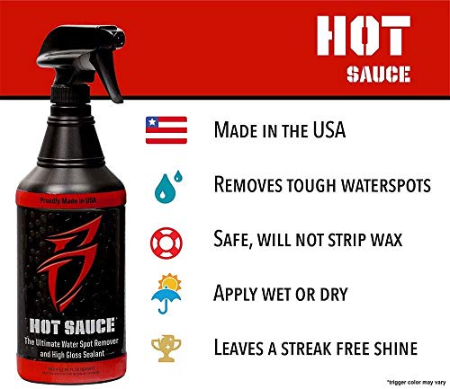 Bling Sauce Threesome Bundle, Hot Sauce Premium Hard Water Spot Remover, Condition Sauce Premium Interior Moisturizer, Vinyl Sauce Premium Vinyl and Leather Cleaner - Three 32 oz. Bottles