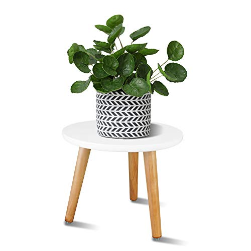 Uneedem Indoor Plant Stand Wood Mid Century Plant Stand for Indoor Plants, Modern Plant Table, 8.9" Tall Plant Holder for Flower Pots, Small Round Side Table, End Table