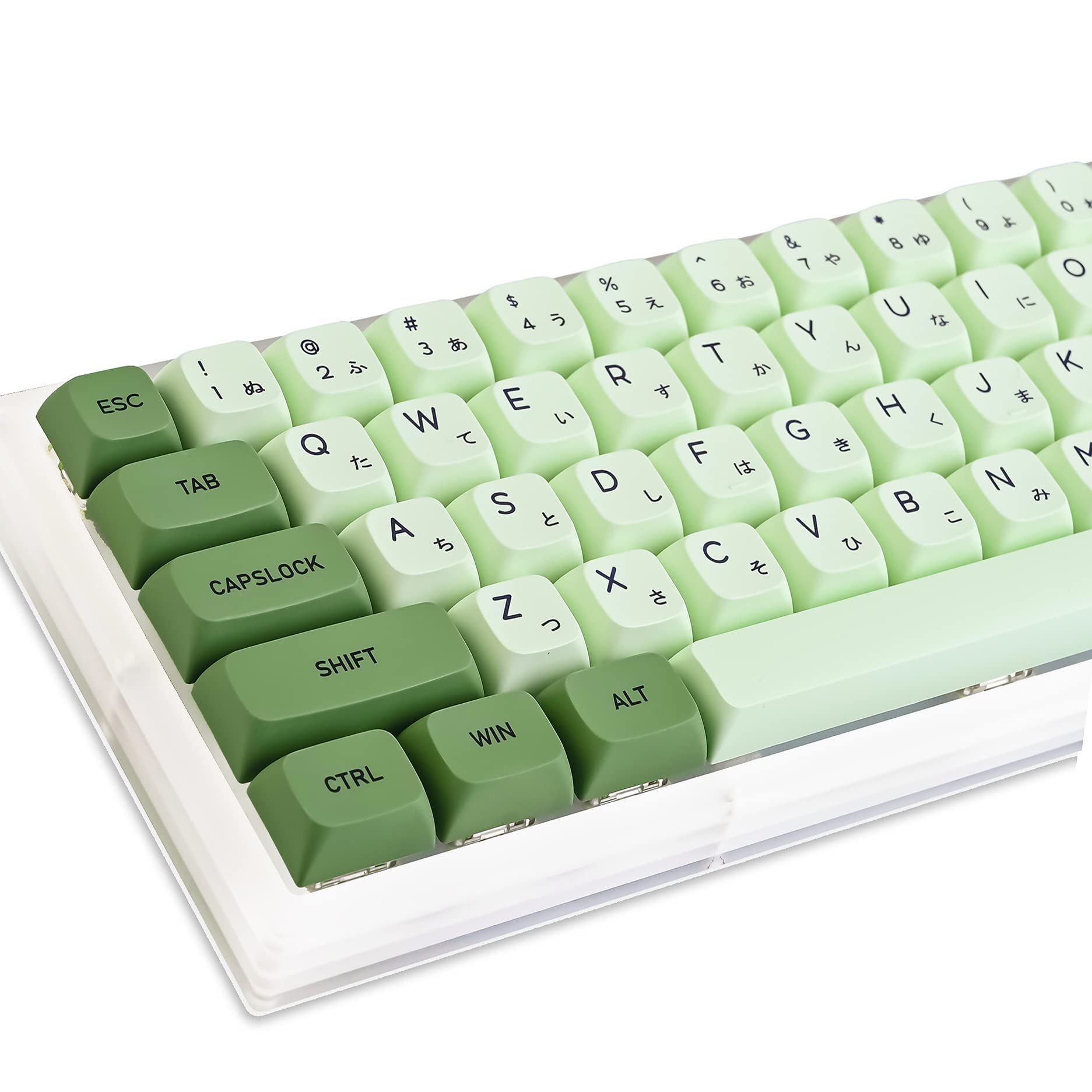 Guffercty kred GTSP XDA Profile Japanese Keycaps 60 Percent PBT 122 Key Green Keycaps Set for Cherry MX Covers Tenkeyless 60% 65% Gaming Keyboard (Matcha)