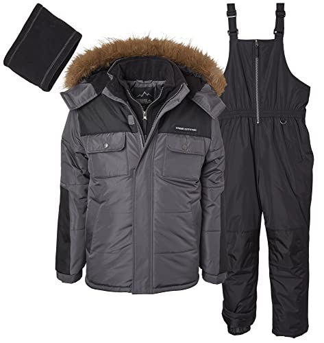 iXtreme Baby Boys' Snowsuit - 2 Piece Insulated Ski Jacket and Snow Bib (Toddler), Size 4T, Solid Charcoal
