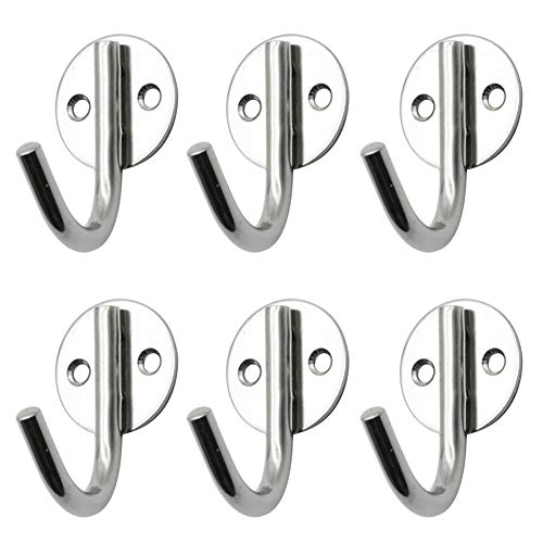 Geenite Stainless Steel Single Wall Hook Round Bottom Towel Coat Clothes Hooks Holders for Bedroom Bathroom Kitchen Fashion Durable 6 pcs
