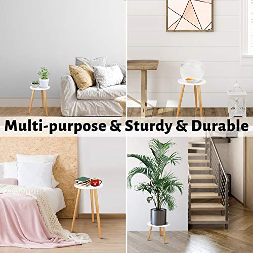 Uneedem Indoor Plant Stand Wood Mid Century Plant Stand for Indoor Plants, Modern Plant Table, 8.9" Tall Plant Holder for Flower Pots, Small Round Side Table, End Table