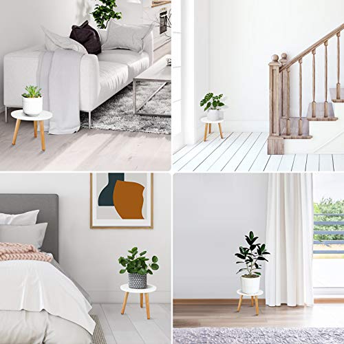 Uneedem Indoor Plant Stand Wood Mid Century Plant Stand for Indoor Plants, Modern Plant Table, 8.9" Tall Plant Holder for Flower Pots, Small Round Side Table, End Table