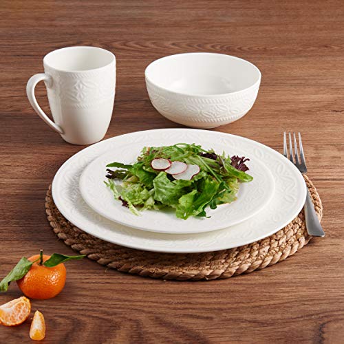 Mikasa Indira Chip Resistant 16-Piece Dinnerware Set, Service For 4, White