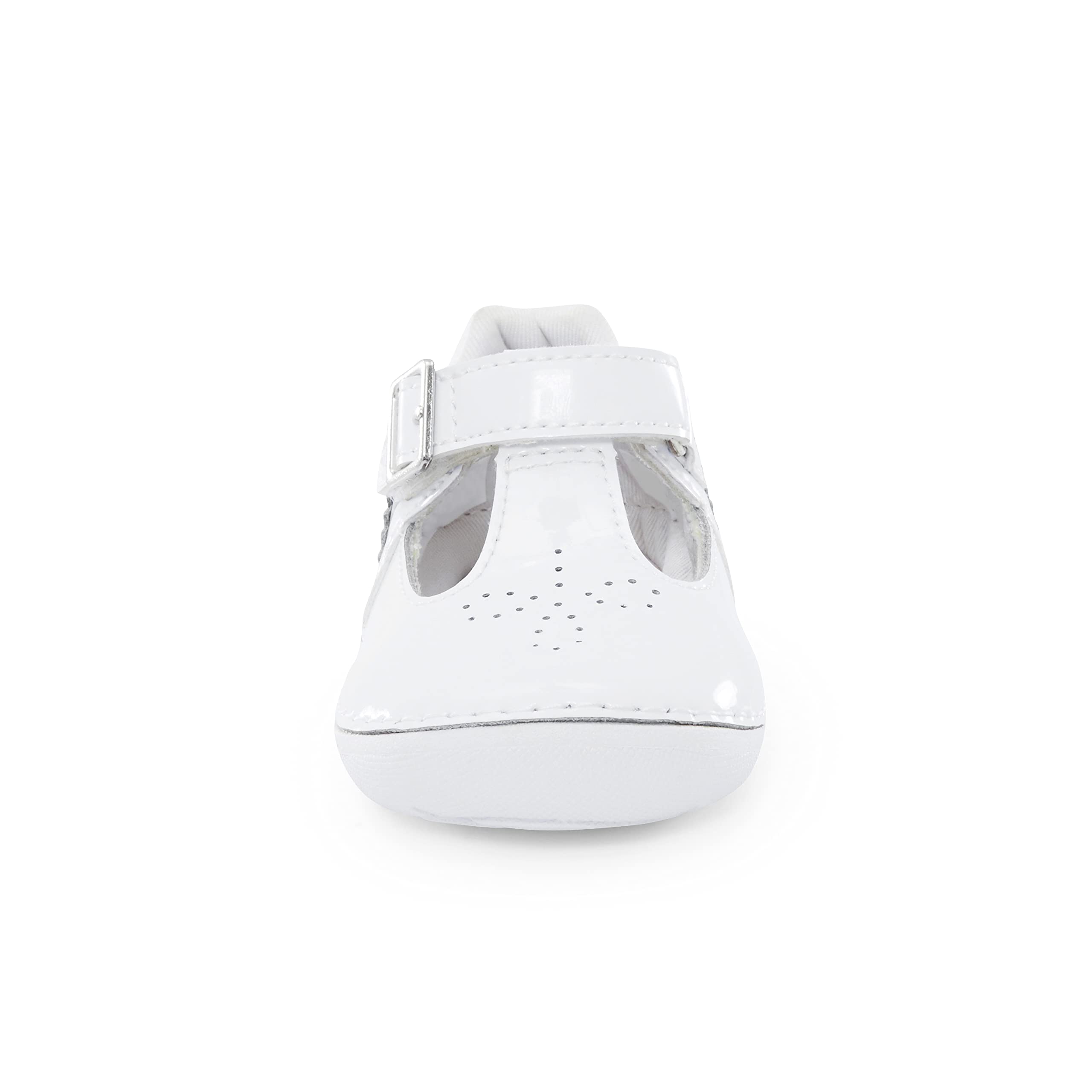 Stride Rite Baby Girls SM Lucianne Mary Jane Flat, White Patent, 3 Infant