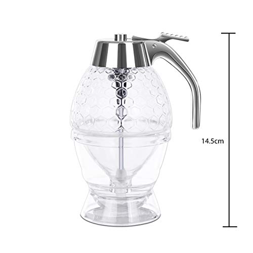 DESIOLE Acrylic Honey Dispenser with Stand, Great Syrup Jar with High Capacity, Beautiful Honey Pot