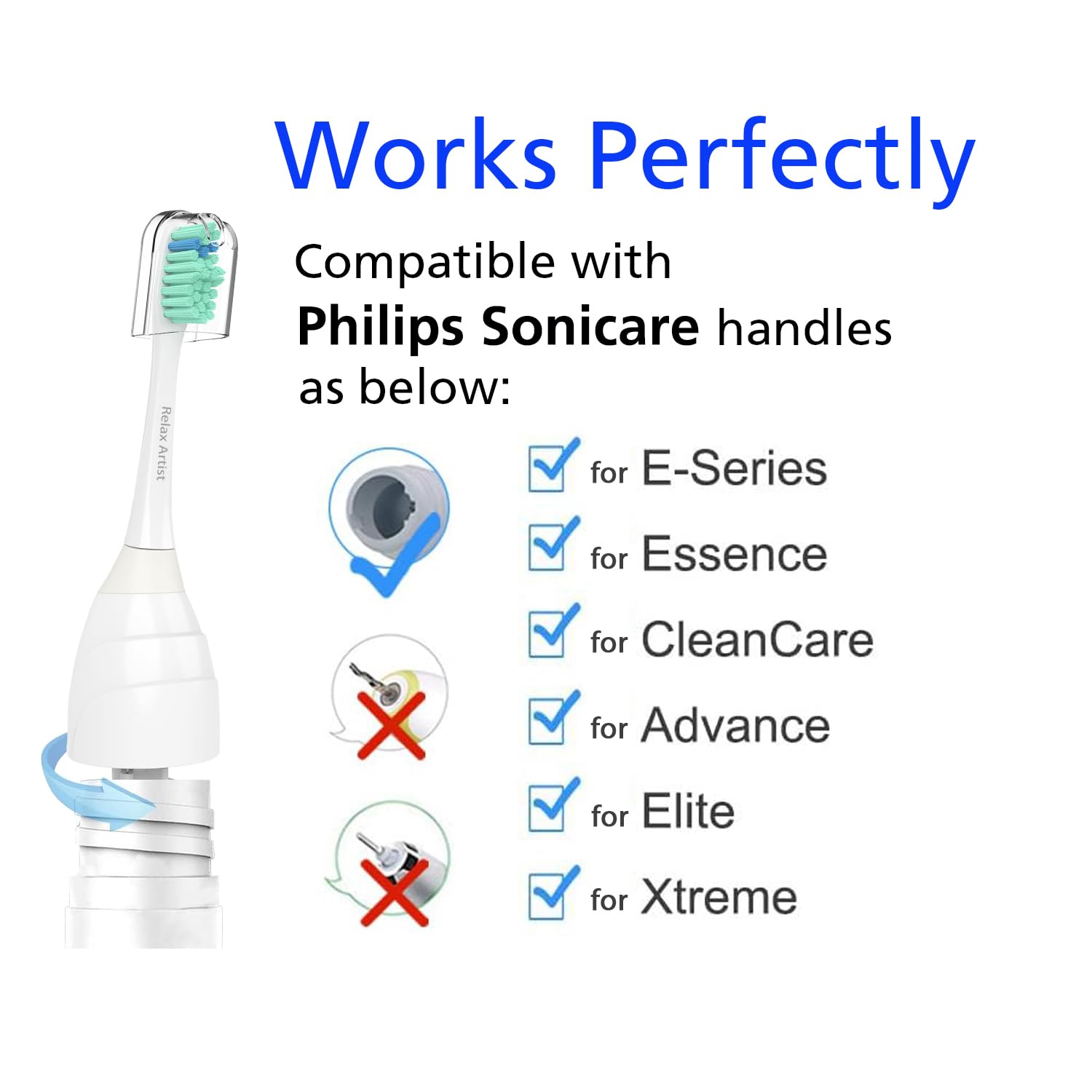 Relax Artist Replacment Brush Heads Compatible with Philips Sonicare E-Series Electric Toothbrush, Toothbrush Replacment Heads Refills, 6 Pack