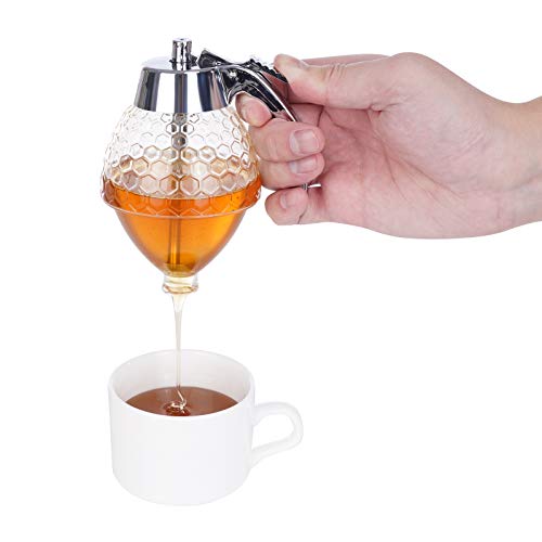 DESIOLE Acrylic Honey Dispenser with Stand, Great Syrup Jar with High Capacity, Beautiful Honey Pot