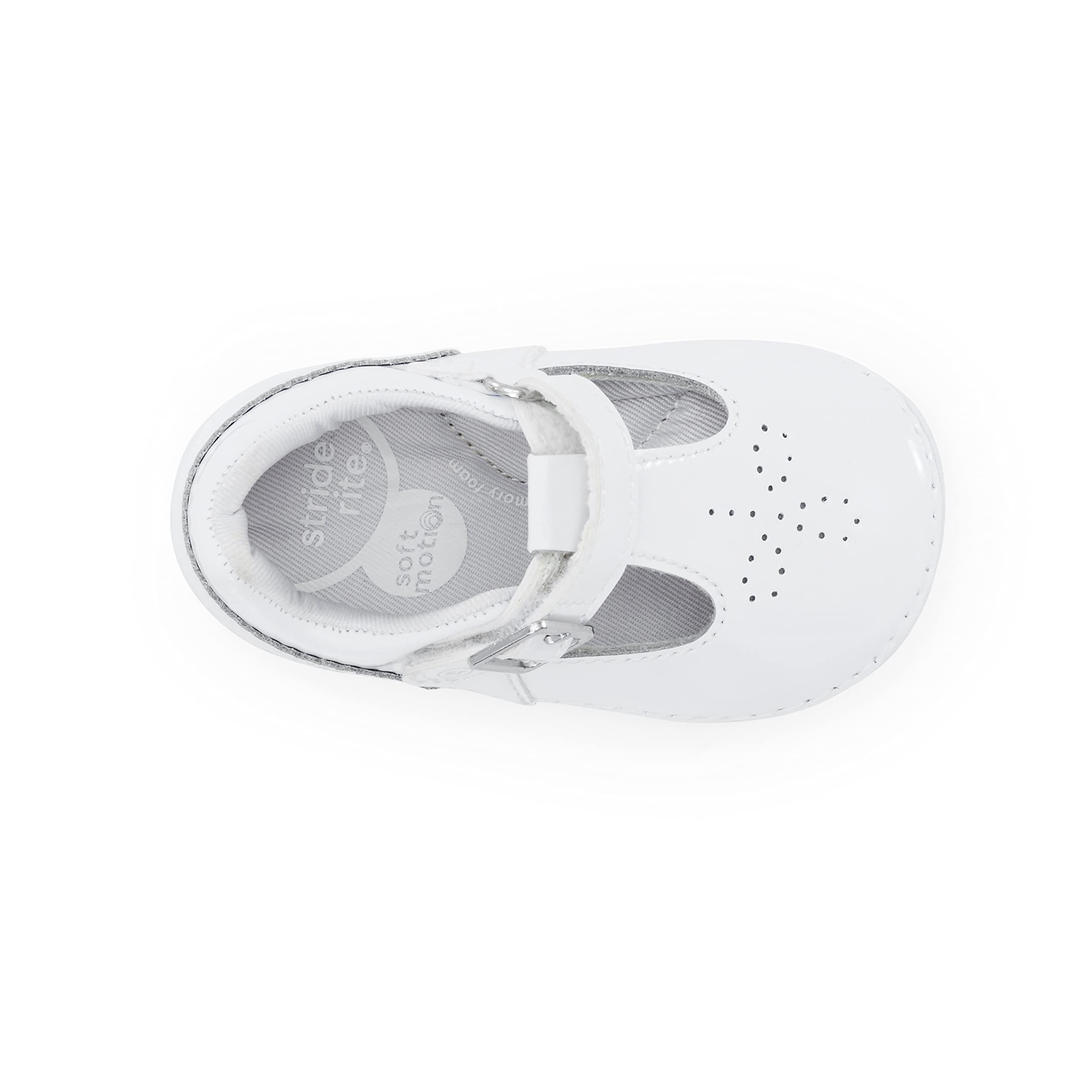 Stride Rite Baby Girls SM Lucianne Mary Jane Flat, White Patent, 3 Infant