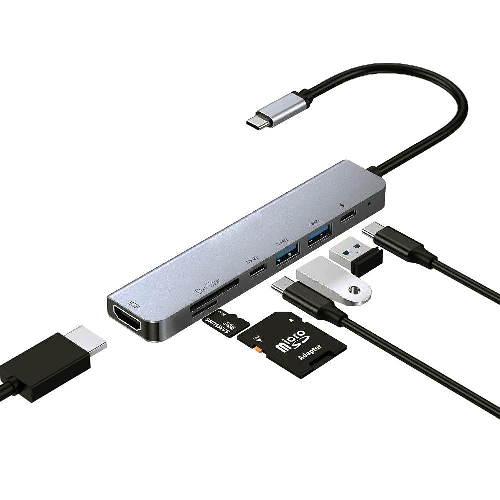 8-in-1 USB C Hub Type-C 3.1 to 4K HDMI-Compatible RJ45 USB SD/TF Card Reader PD Fast Charge USB Dock for MacBook Air Pro PC HUB