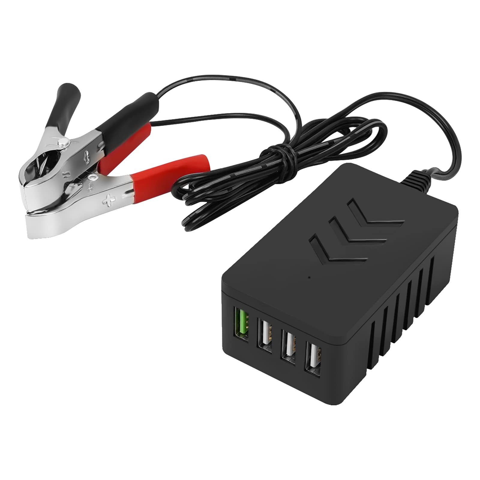 YIPIN HEXHA DC Converter with Battery Clip 12V/24V to 5V 4USB Port DC Power Adapter Buck Charging Module for Apple Android Phone Charging