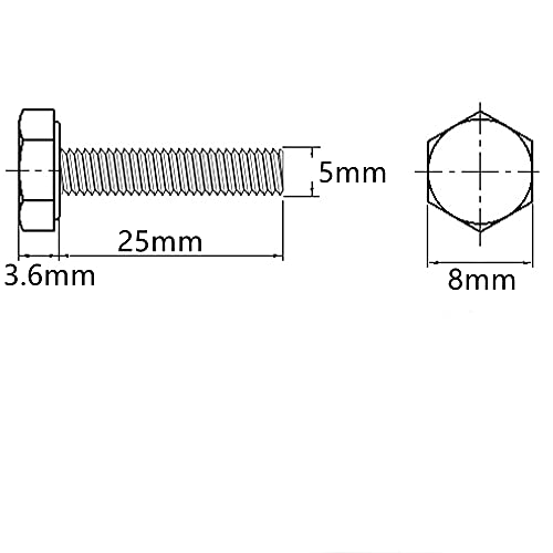 M5 x 25mm White Nylon Hex Head Cap Bolts Screws, Plastic Hexagon Nuts, Full Thread Nylon Hexagon Head Cap Bolts, 80Pcs