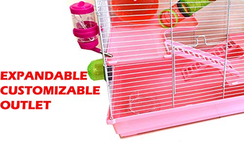 Large 3-Levels Dwarf Hamster Expandable and Customizable Habitat House Cage for Rodent Gerbil Mouse Mice Rat with Crossover Tube Tunnel