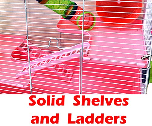 Large 3-Levels Dwarf Hamster Expandable and Customizable Habitat House Cage for Rodent Gerbil Mouse Mice Rat with Crossover Tube Tunnel