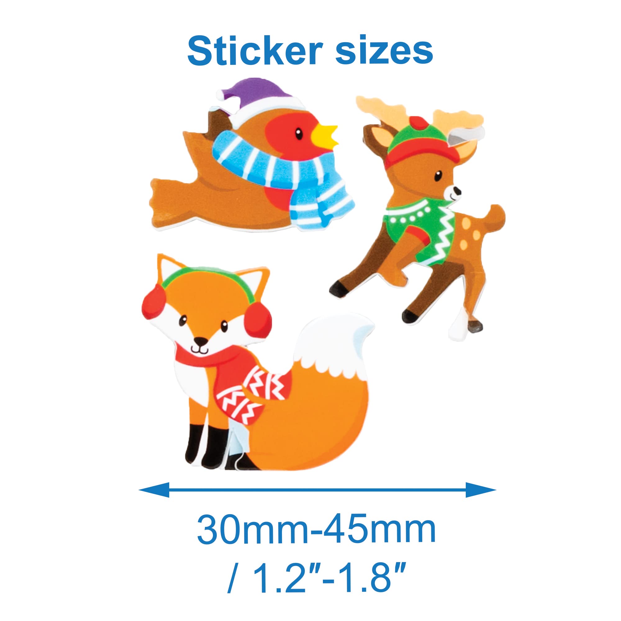 Baker Ross FC285 Winter Woodland Foam Stickers - Pack of 200, Kids Stickers, Ideal for Children's Arts and Crafts Projects, Great for Card Making and Scrapbooking