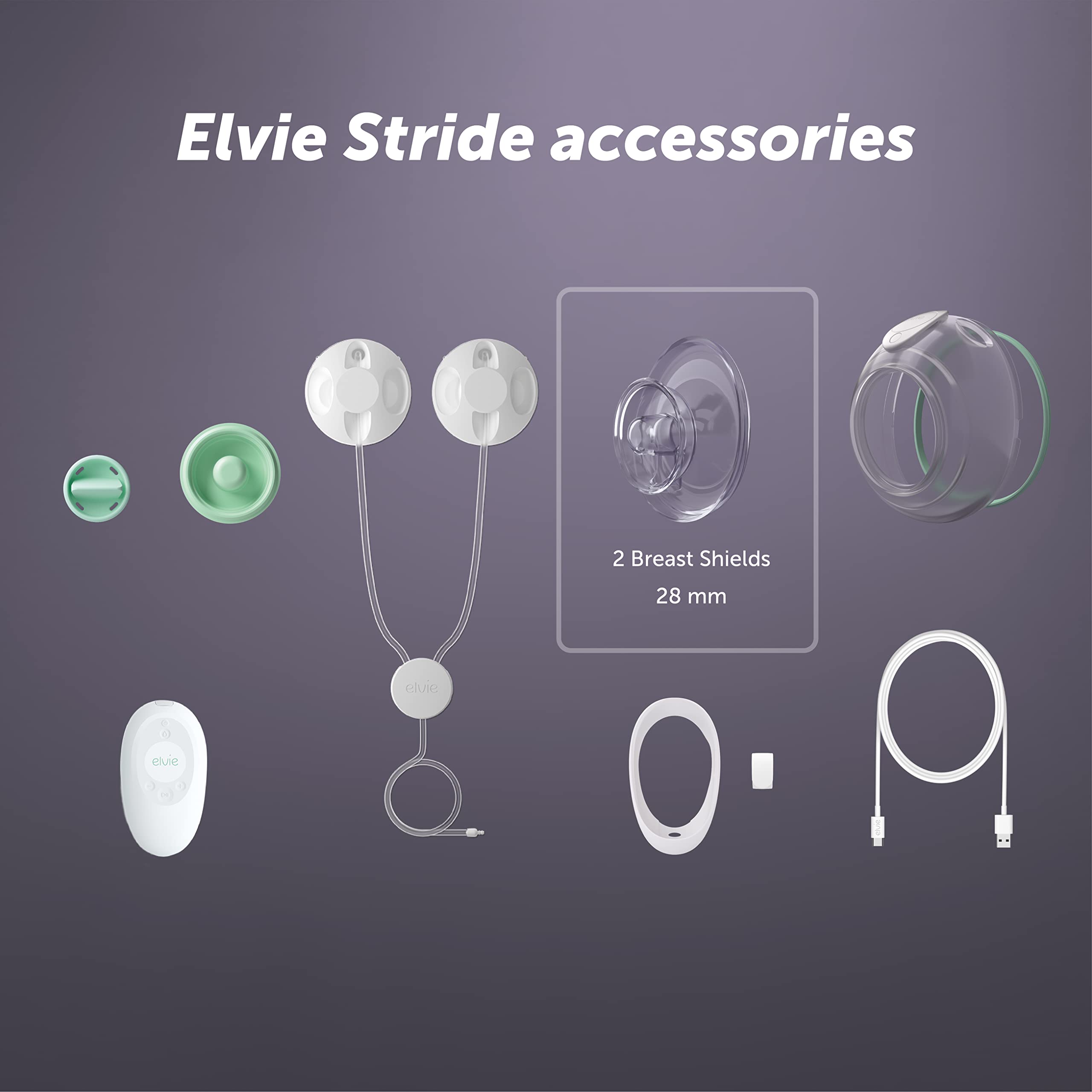 Elvie Stride Breast Pump Breast Shield - 28mm | 2 Pack | Nipple Shield Flange for Pumping Breast Milk | Breastfeeding Essentials for Electric Breast Pumps | BPA Free, Dishwasher Safe