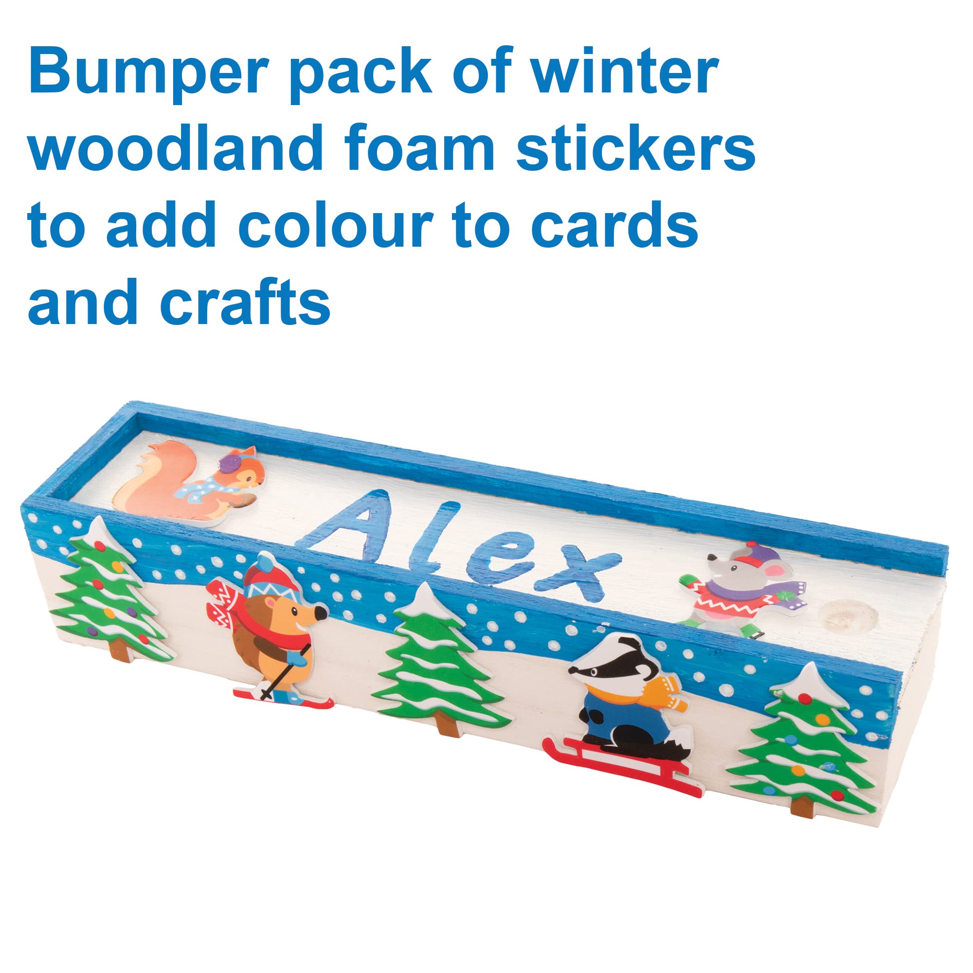 Baker Ross FC285 Winter Woodland Foam Stickers - Pack of 200, Kids Stickers, Ideal for Children's Arts and Crafts Projects, Great for Card Making and Scrapbooking