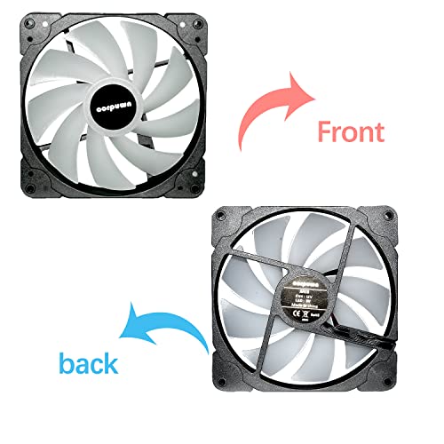 corpuwn 3 Pack 140mm ARGB Case Fans Nine-Blade High Airflow PWM Computer Cooling Fan Sealed Bearing 3-Pin Customizable LED Fans with Hub&Rubber dampening